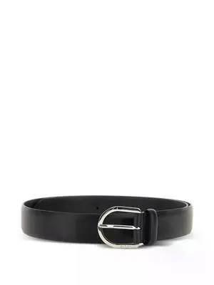 ORTIGNI Round Buckle Leather Belt - Black