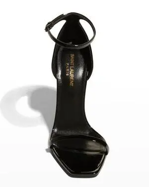 Saint Laurent 110mm Opyum Patent Leather Sandals - Black