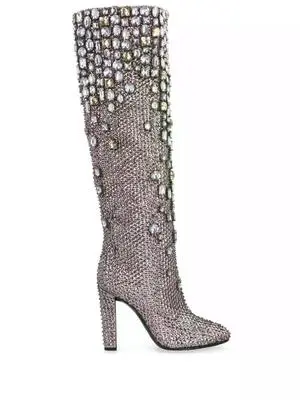 Alberta Ferretti Rhinestone-appliqué Knee-high Boots
