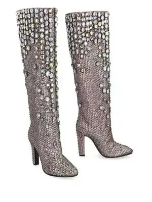 Alberta Ferretti Rhinestone-appliqué Knee-high Boots
