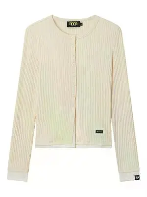 MINI CREAM Buttoned Ribbed Cardigan