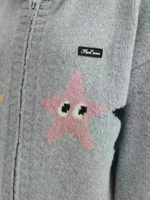 MINI CREAM Star Motif Hooded Cardigan