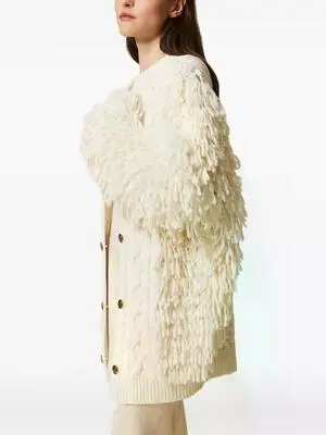 TWINSET Cable-knit Fringed Cardigan