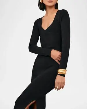 REISS Sophia Knit Bodycon Midi Dress - Black