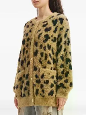 TOUT A COUP Button-fastening Leopard-pattern Cardigan