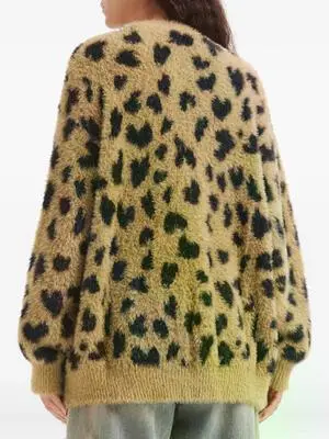 TOUT A COUP Button-fastening Leopard-pattern Cardigan