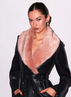 FLEUR DU MAL Vegan Leather & Faux Fur Coat