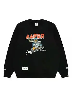 AAPE BY *A BATHING APE® Graphic-print Crew-neck Sweatshirt - Black