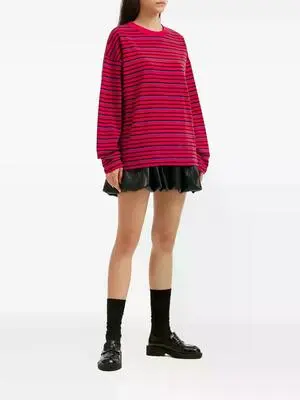 B+AB Striped Embroidered T-shirt - Red