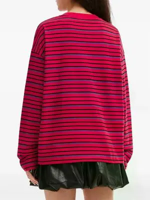 B+AB Striped Embroidered T-shirt - Red