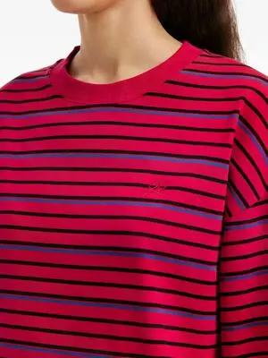 B+AB Striped Embroidered T-shirt - Red