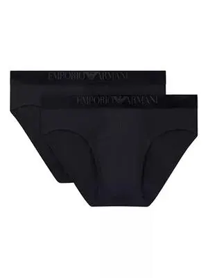 Emporio Armani Cotton Logo Briefs - Black
