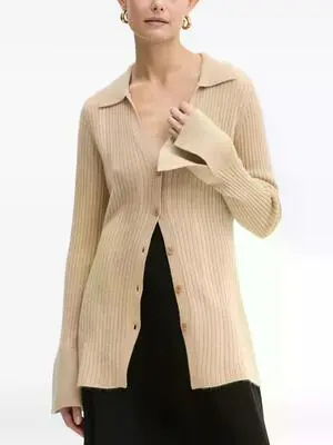 From Future Buttoned Ribbed Cardigan