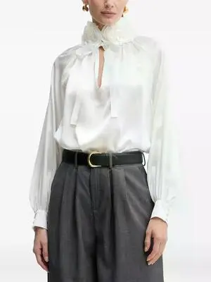 Luisa Spagnoli Silk Tie-neck Blouse