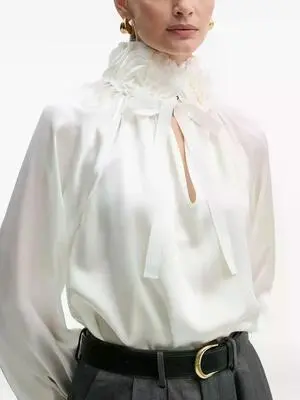 Luisa Spagnoli Silk Tie-neck Blouse