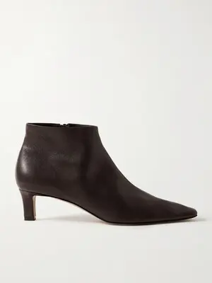 THE ROW Carla Leather Ankle Boots - Brown