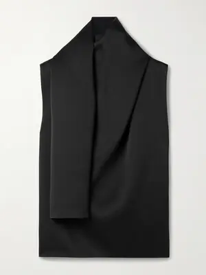 Khaite Loe Draped Satin-crepe Blouse - Black