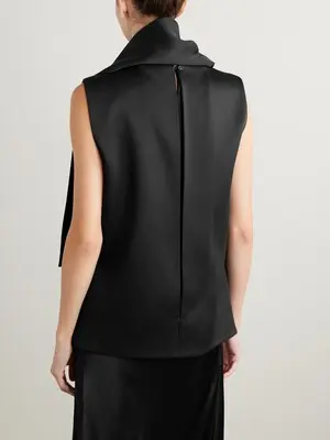 Khaite Loe Draped Satin-crepe Blouse - Black