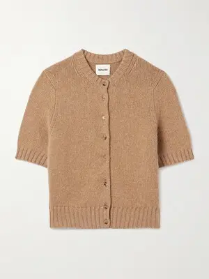 Khaite Nora Cropped Cashmere-blend Cardigan - Brown
