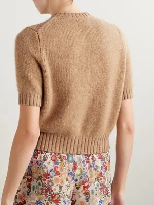 Khaite Nora Cropped Cashmere-blend Cardigan - Brown