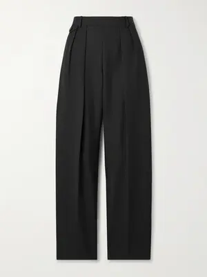 Khaite Dugan Pleated Wool Tapered Trousers