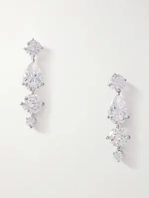 Completedworks Rhodium-plated Recycled Zirconia Drop Earrings - Silver