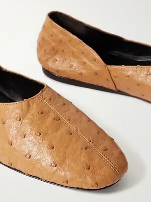 Khaite Jane Ostrich Leather Flats