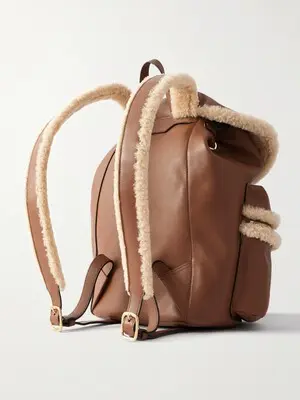Bally Shearling-trimmed Leather Backpack