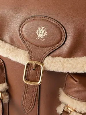 Bally Shearling-trimmed Leather Backpack