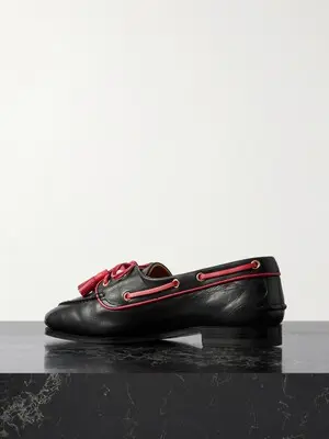 Bally Embellished Leather Boat Shoes - Black
