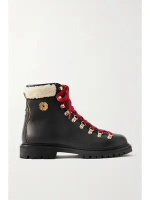 Bally Shearling-trimmed Leather Ankle Boots