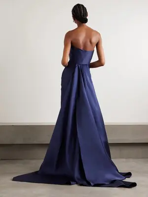 Solace London Imani Strapless Pleated Twill Gown