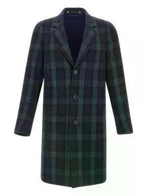 Paul Smith Checked Button Coat - Blue