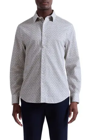 Bugatchi Julian Shaped Fit Geo Print Button-up Shirt - Chalk