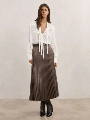 REISS Kember Pleated Midi Skirt