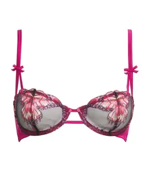Fleur Du Mal Butterfly Embroidered Balconette Bra - Pink