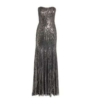 Jenny Packham Sequinned Lior Gown - Silver