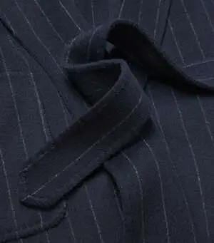 WOLK MORAIS Cashmere Pinstripe Tie-waist Cape Coat - Navy