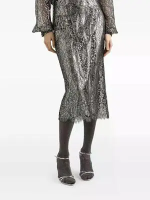 Dolce & Gabbana Lamé Lace Midi Skirt