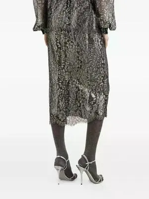 Dolce & Gabbana Lamé Lace Midi Skirt