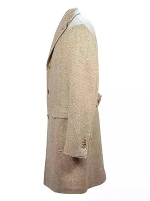 Tagliatore Herringbone Weave Brooch Coat - Neutrals