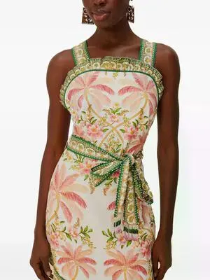 Farm Rio Palm Dream Floral-print Mini Dress - White