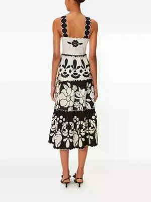 Farm Rio Scalloped Trim Midi Dress