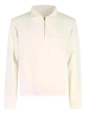 FORTELA Chest-pocket Half-zipped Sweatshirt - White