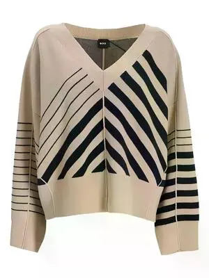 BOSS Fudali Striped V-neck Sweater
