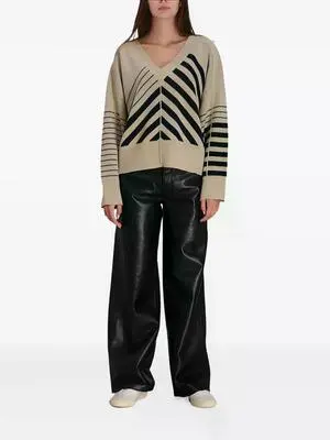 BOSS Fudali Striped V-neck Sweater