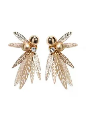 Carolina Herrera Olive Leaf Drop Earrings - Gold