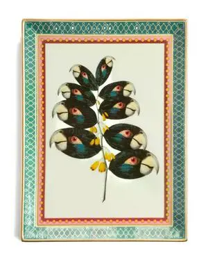 La DoubleJ Parrotstem-print Trinket Tray - White