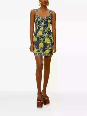 Farm Rio Pineapple-print Mini Dress