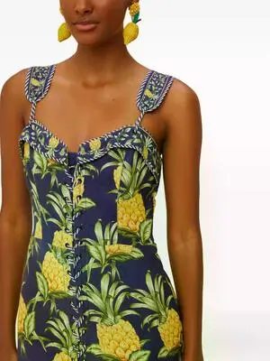 Farm Rio Pineapple-print Mini Dress
